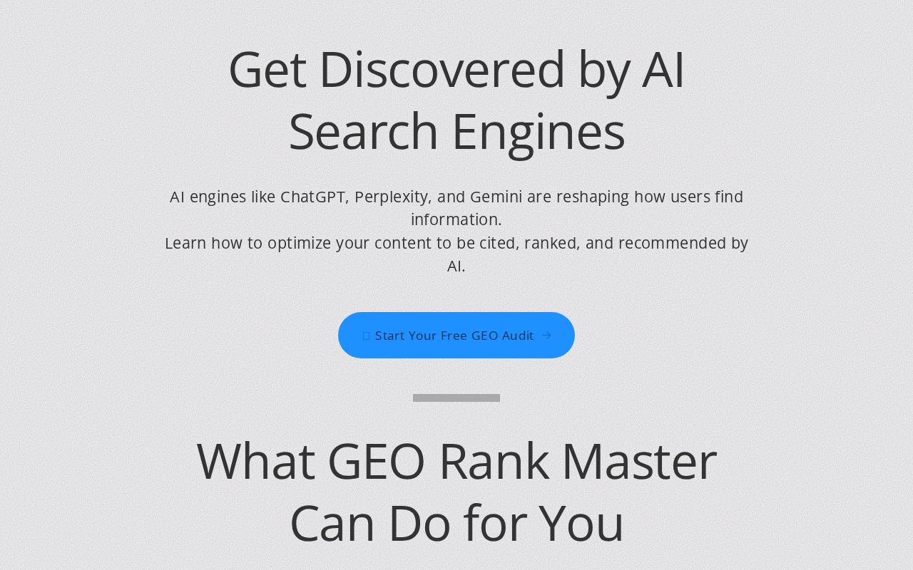 GEO Rank Master | Optimize Your Content for AI Search Engines
